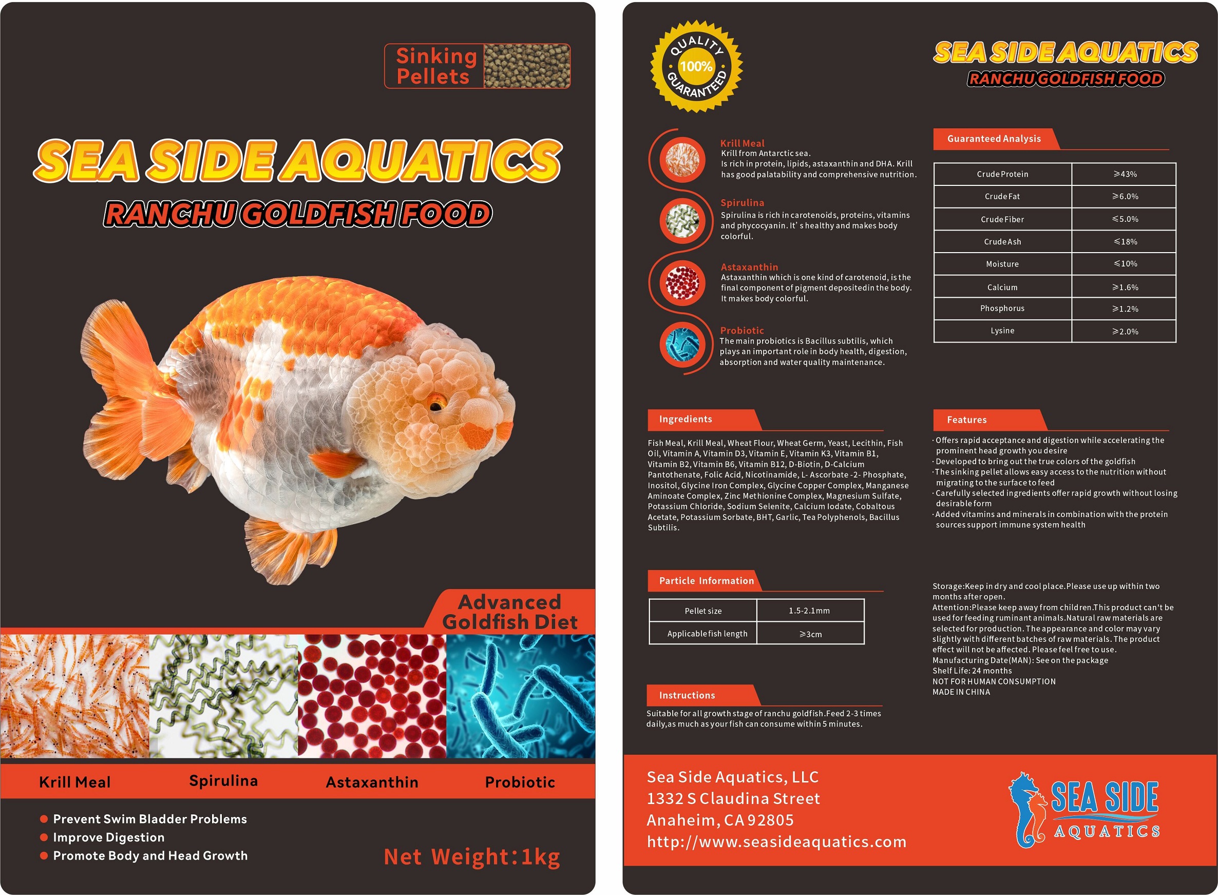 Premium Goldfish Ranchu Sinking 1KG Premium Goldfish Ranchu Sinking 1KG ...